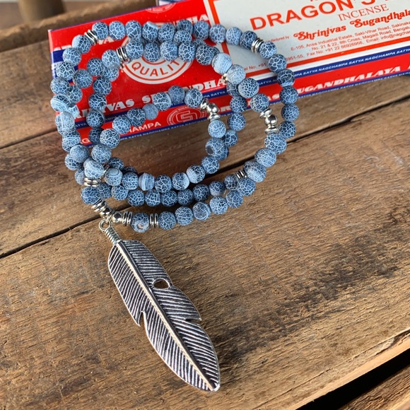 fire monkey | Jewelry | Weathered Agate Mala Necklace Wfeather 6mm ...